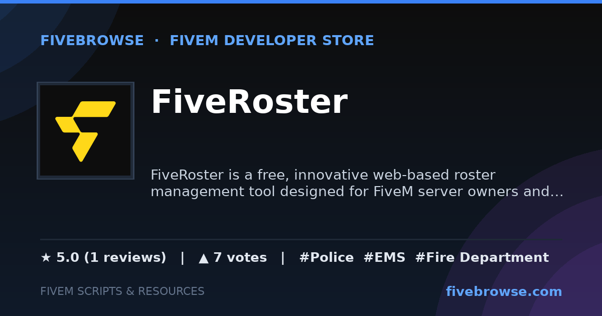 FiveRoster - ★ 5.0 · FiveM Scripts & Mods Store | FiveBrowse
